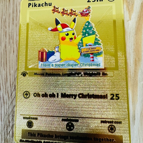 Pokemon | Toys | Pokemon Christmas Pikachu Metal Gold Card Gift Present ...